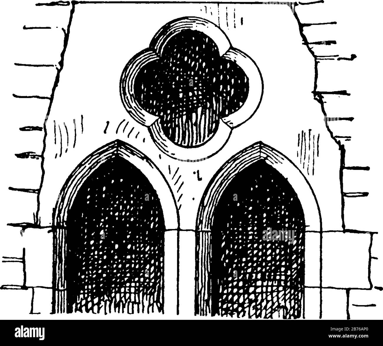 Tracery is a carving window pattern, vintage line drawing or engraving ...