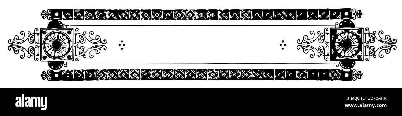 Ornate banner have double line dark decorated design, vintage line ...