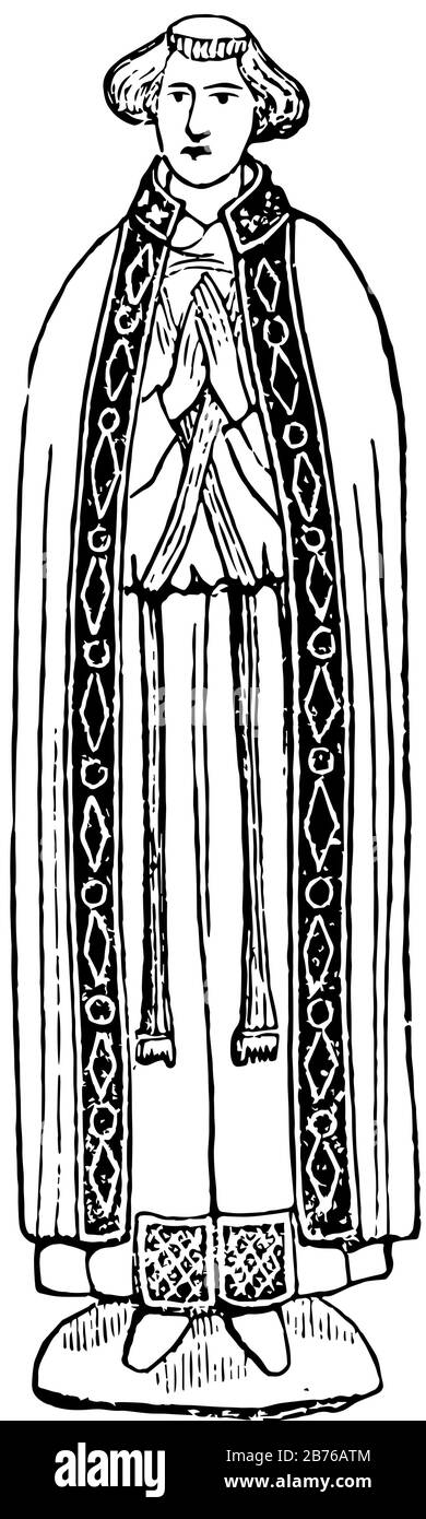 Cope is an ecclesiastical vestment, vintage line drawing or engraving ...