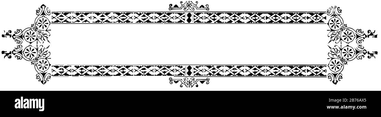 Ornate banner have kingdom pattern in this border, vintage line drawing ...