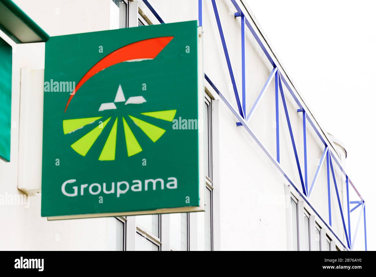 Bordeaux , Aquitaine / France - 01 15 2020 : Groupama green logo office ...