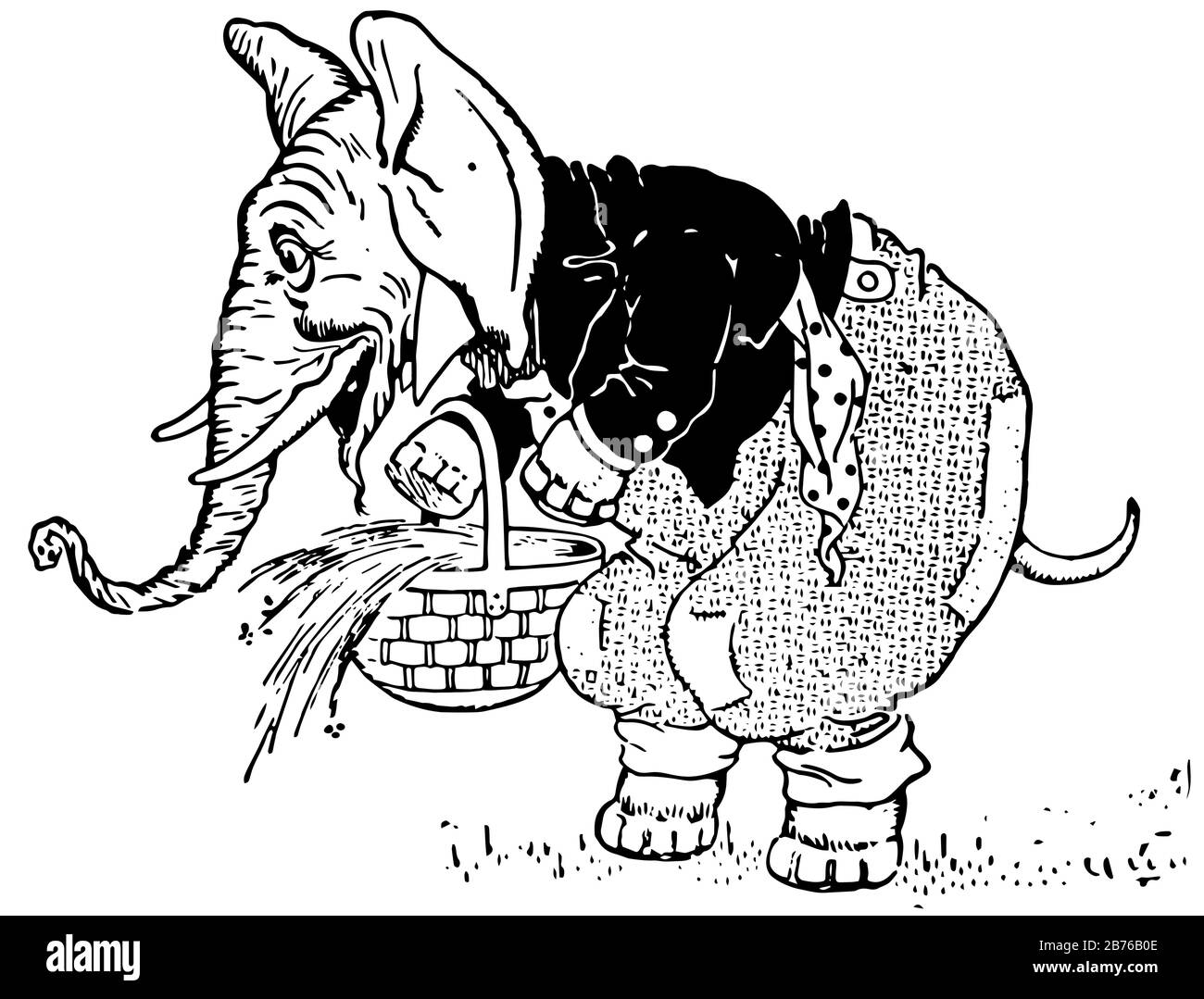 Elephant, this picture shows an elephant in human dress and holding ...