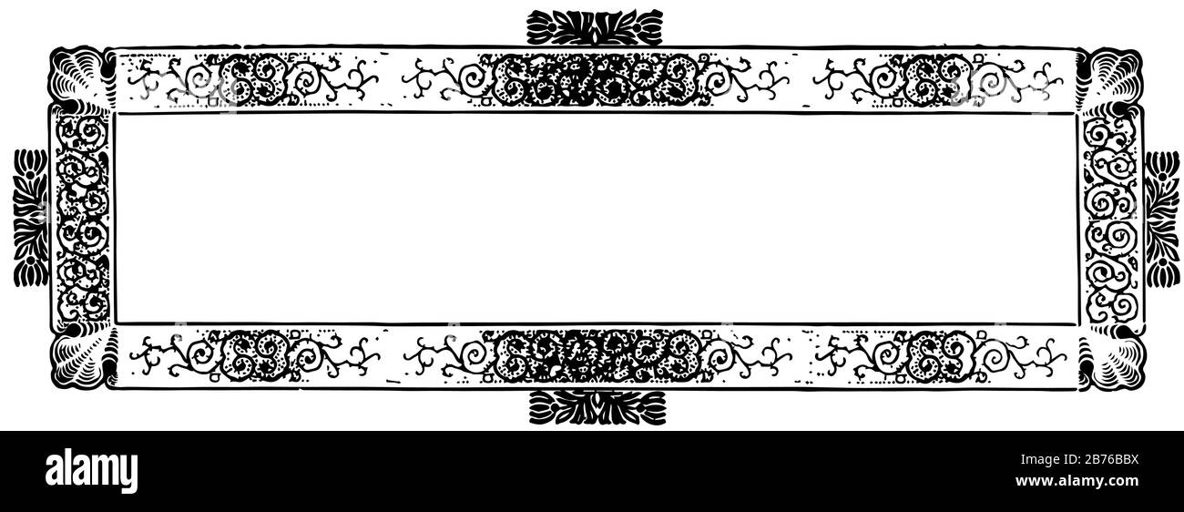 Ornate banner have antique pattern border in this design, vintage line ...
