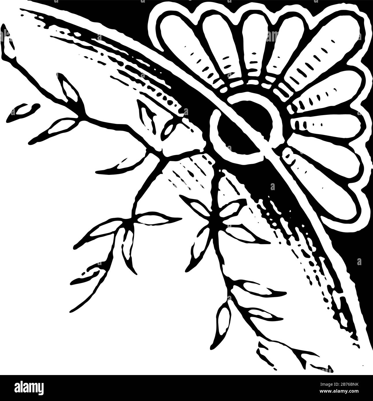 Floral corner is a semi curve border, it is a leaves pattern, vintage ...