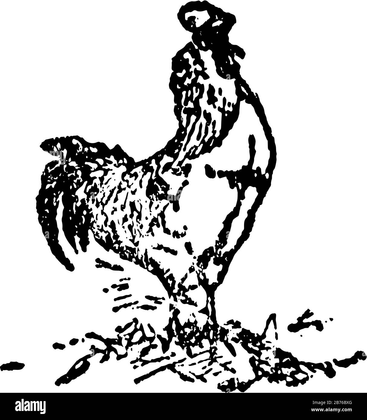 House that Jack Built, this picture shows a hen on ground, vintage line ...