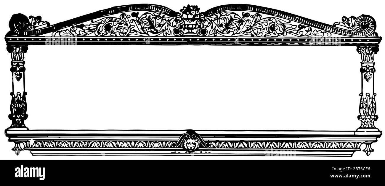 Ornate banner have royal window pattern in this design, vintage line ...