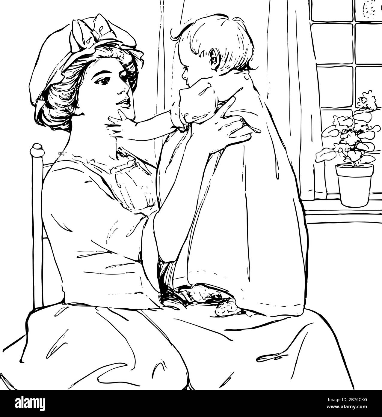 Woman Holding A Baby Drawing