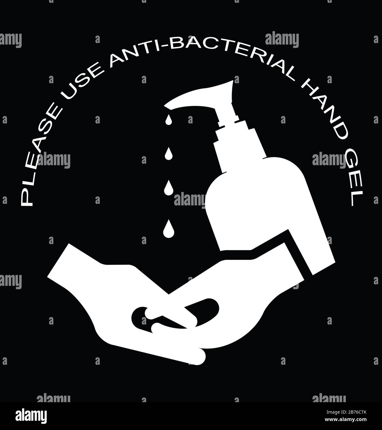 Please use anti bacterial hand gel sign isolated on black background ...