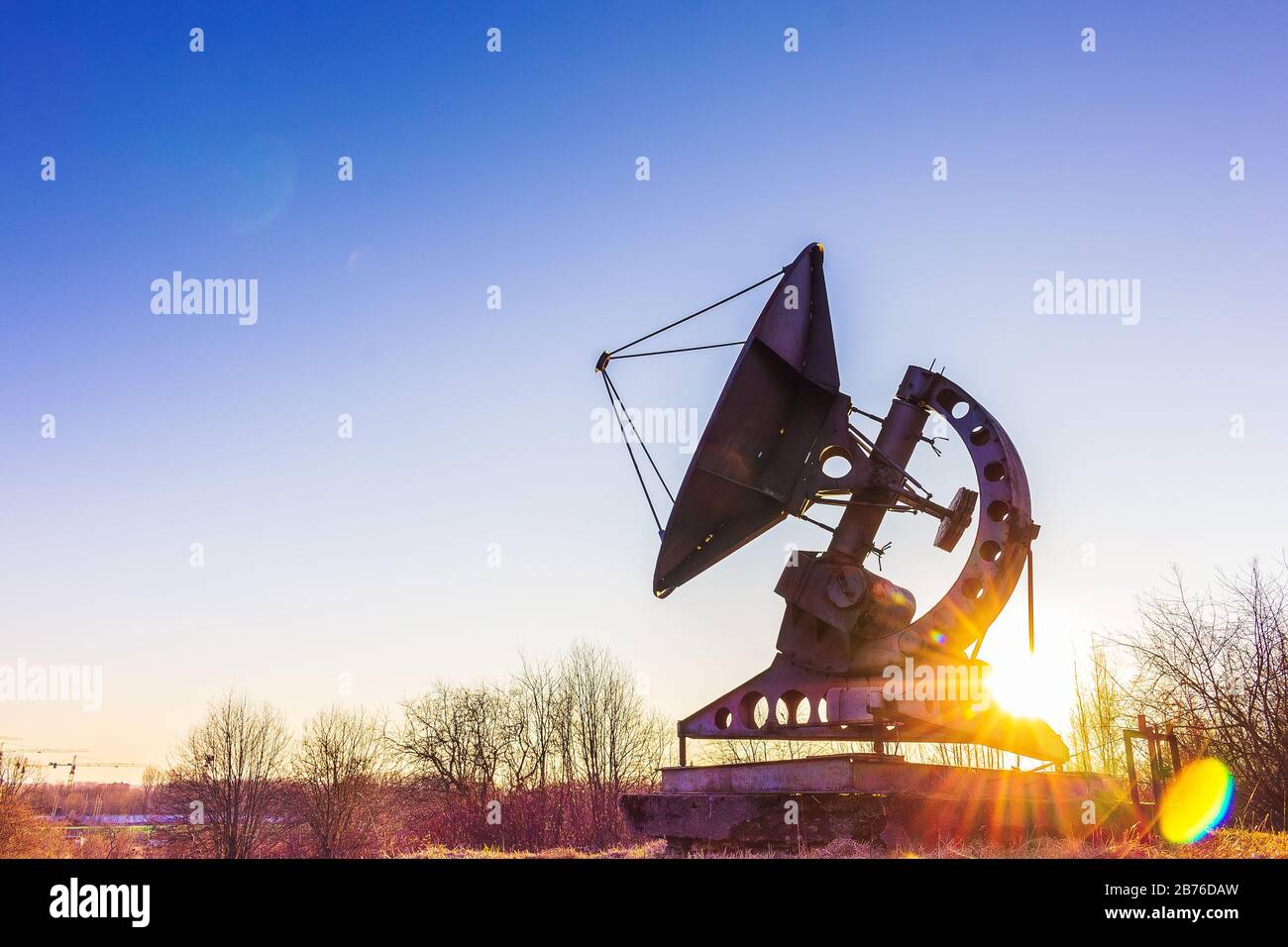 radio telescope antenna in the sunset astronomy satellite Stock Photo ...