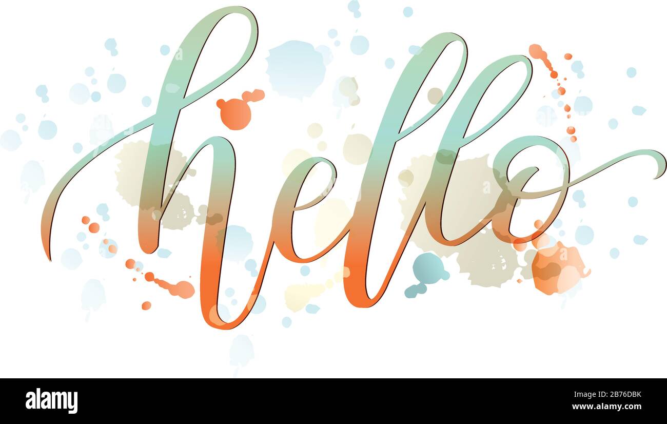 Hello lettering. Handwritten Illustration Stock Vector Image & Art - Alamy