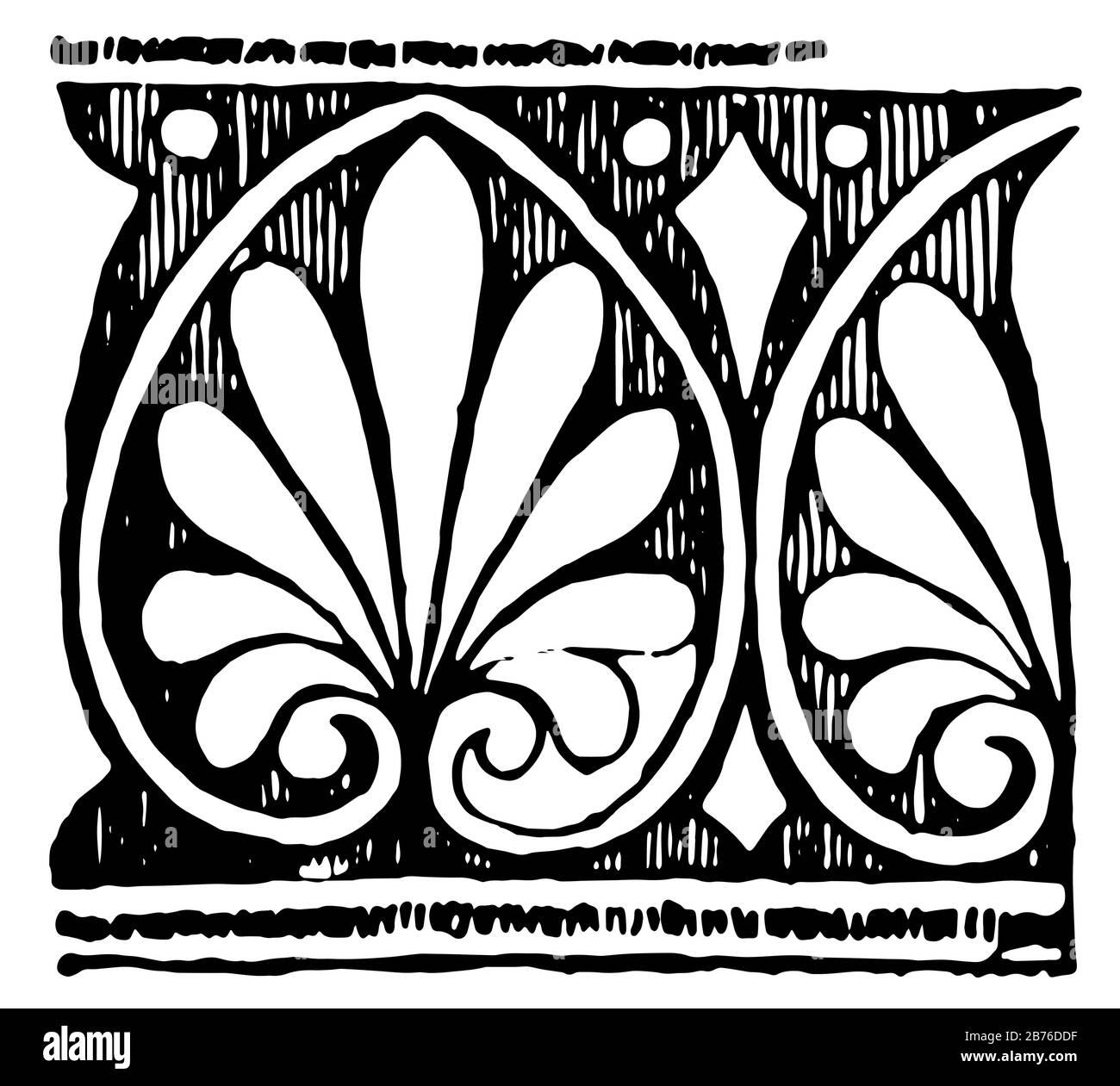 Greek Band Design is a Framed anthemions, vintage line drawing or ...