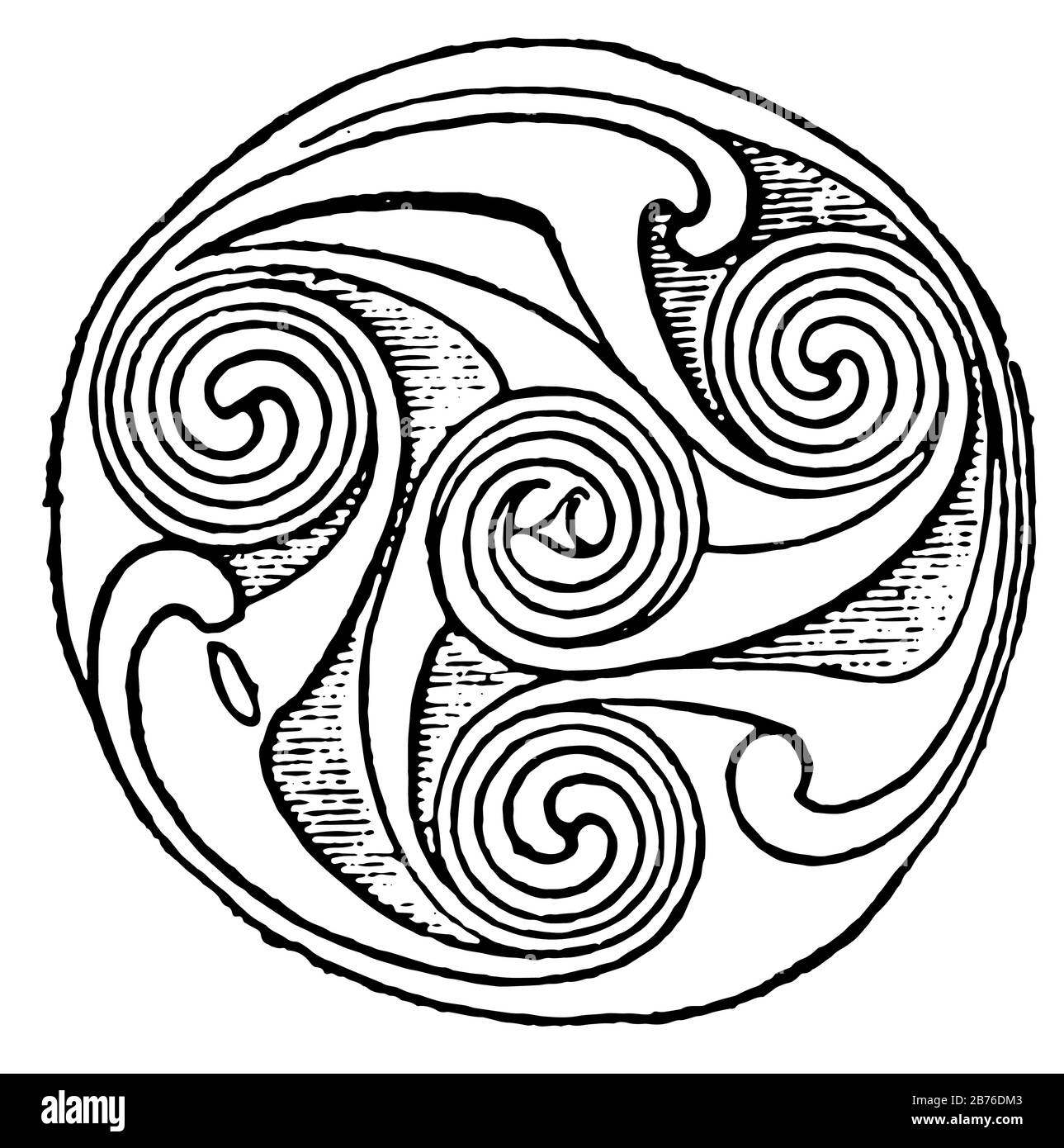 Carved Interlace Pattern is a trumpel design, vintage line drawing or ...