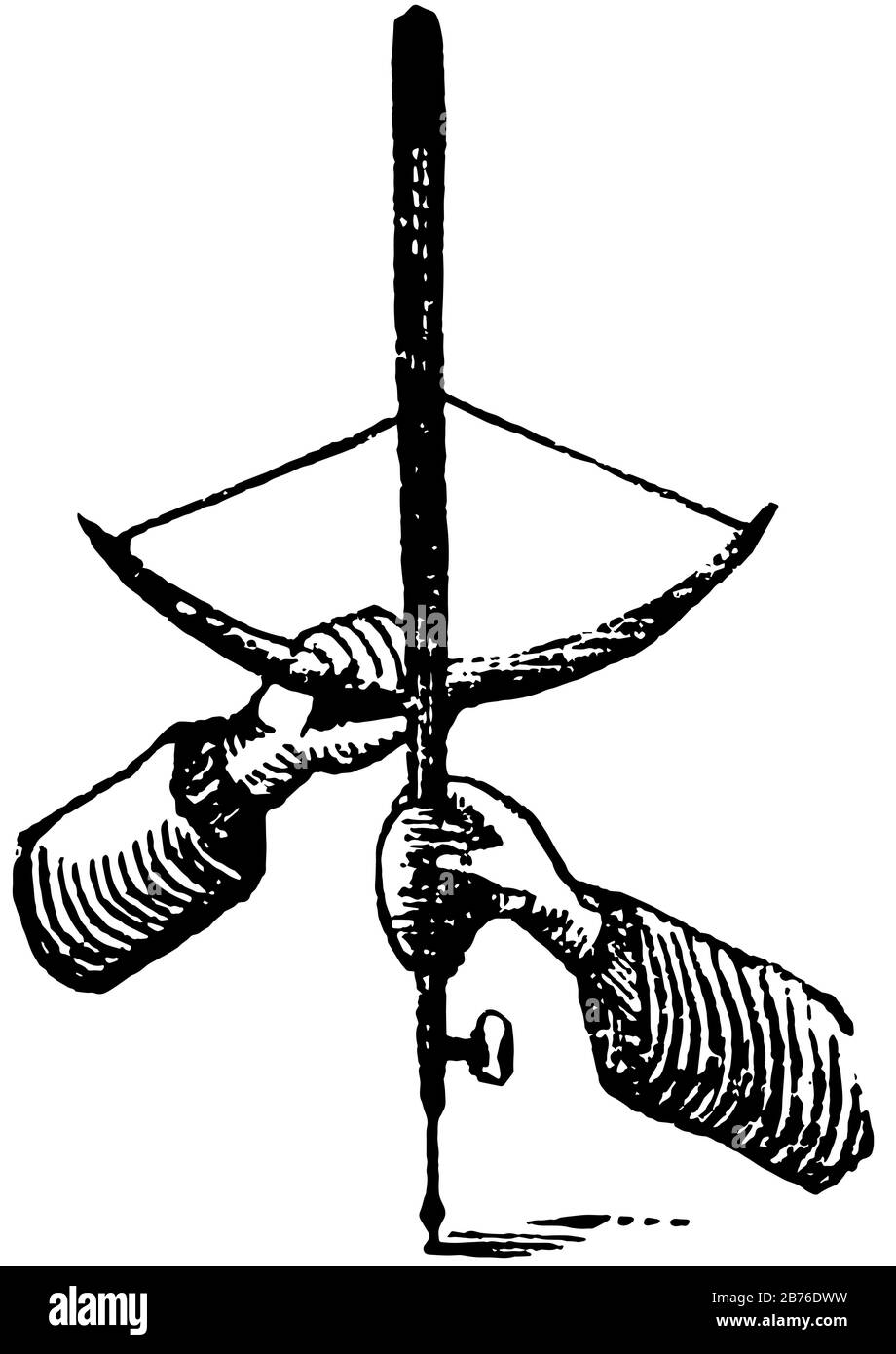 This illustration represents Bow drill which worked by a bow and string ...