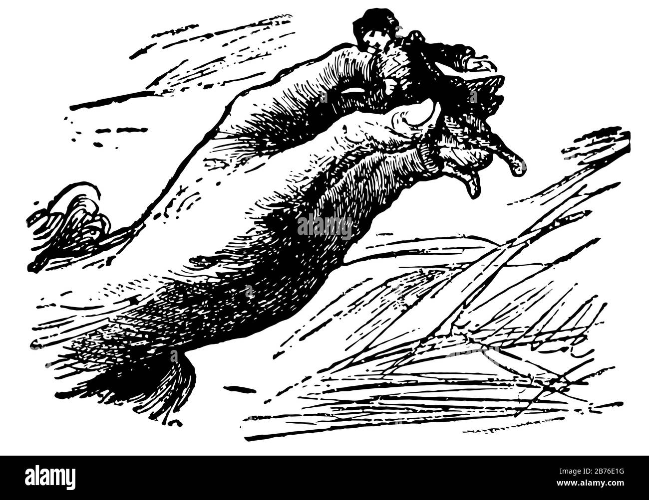 Giant hand holding Gulliver, this scene shows giant hand holding a ...