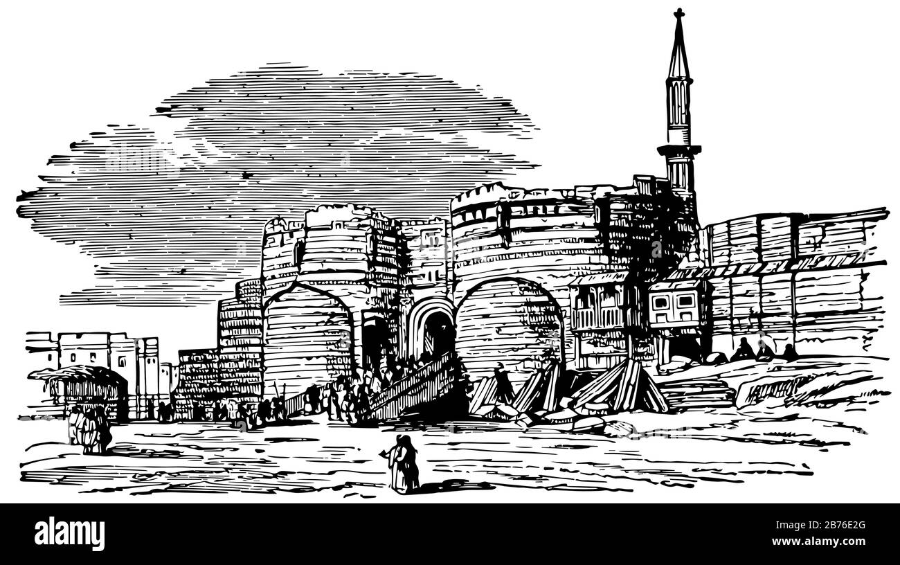 Citadel, Cairo, architecture, Egypt, gateway, middle east, vintage line ...