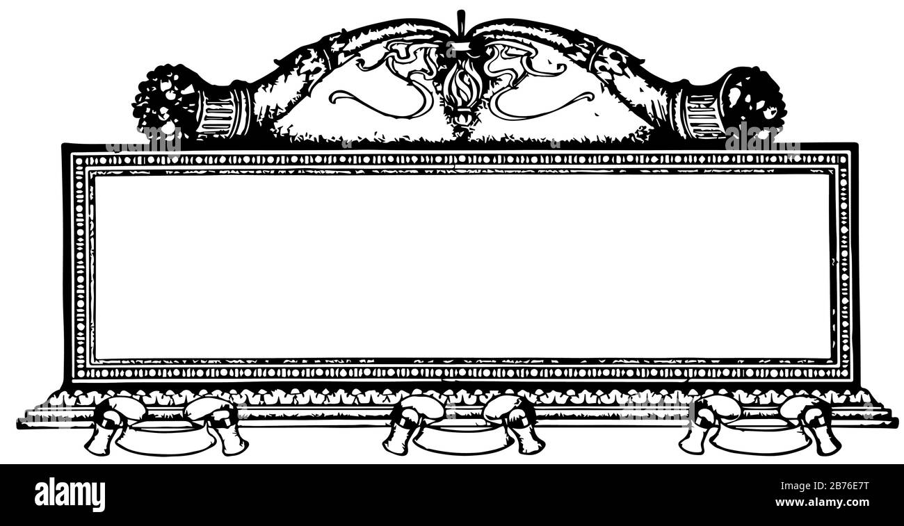 Ornate banner have snake pattern in this design, vintage line drawing ...