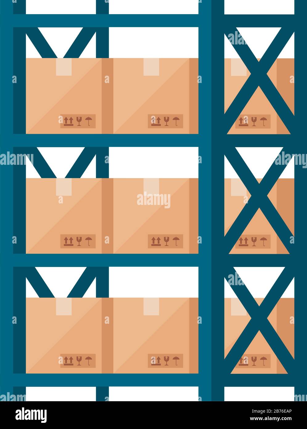 warehouse metal shelving with boxes isolated icon Stock Vector Image ...