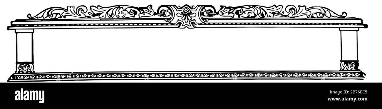 Ornate banner have pillars in left and right side border, vintage line ...