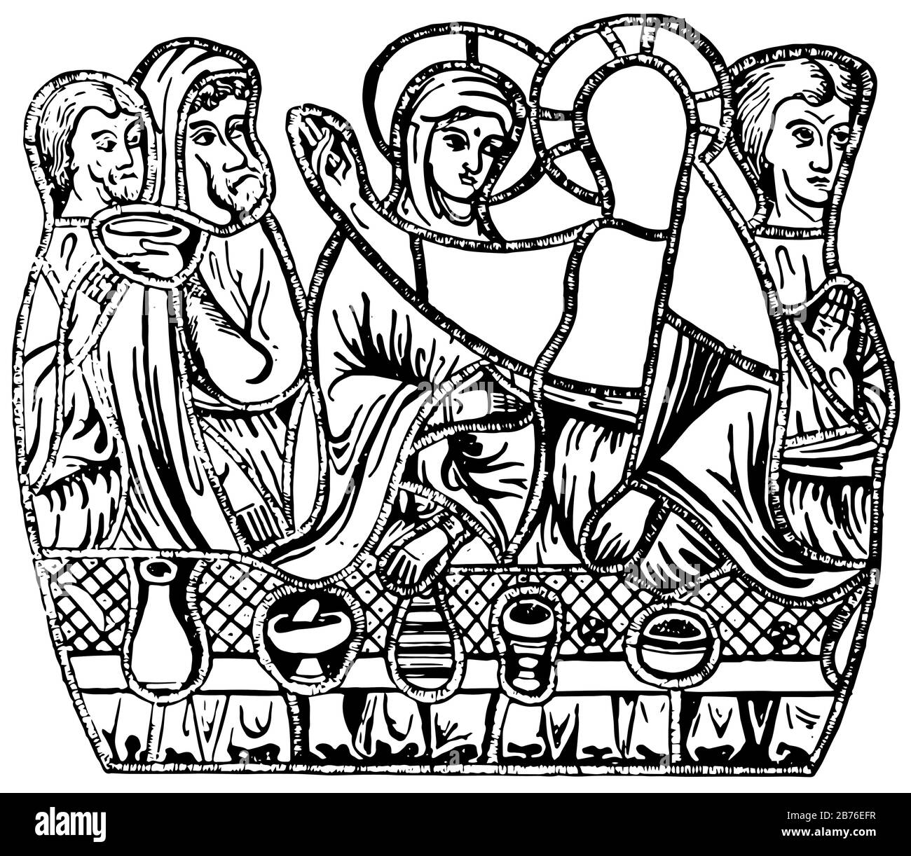 Early French Window Marriage at Cana, it is an opening in a wall ...