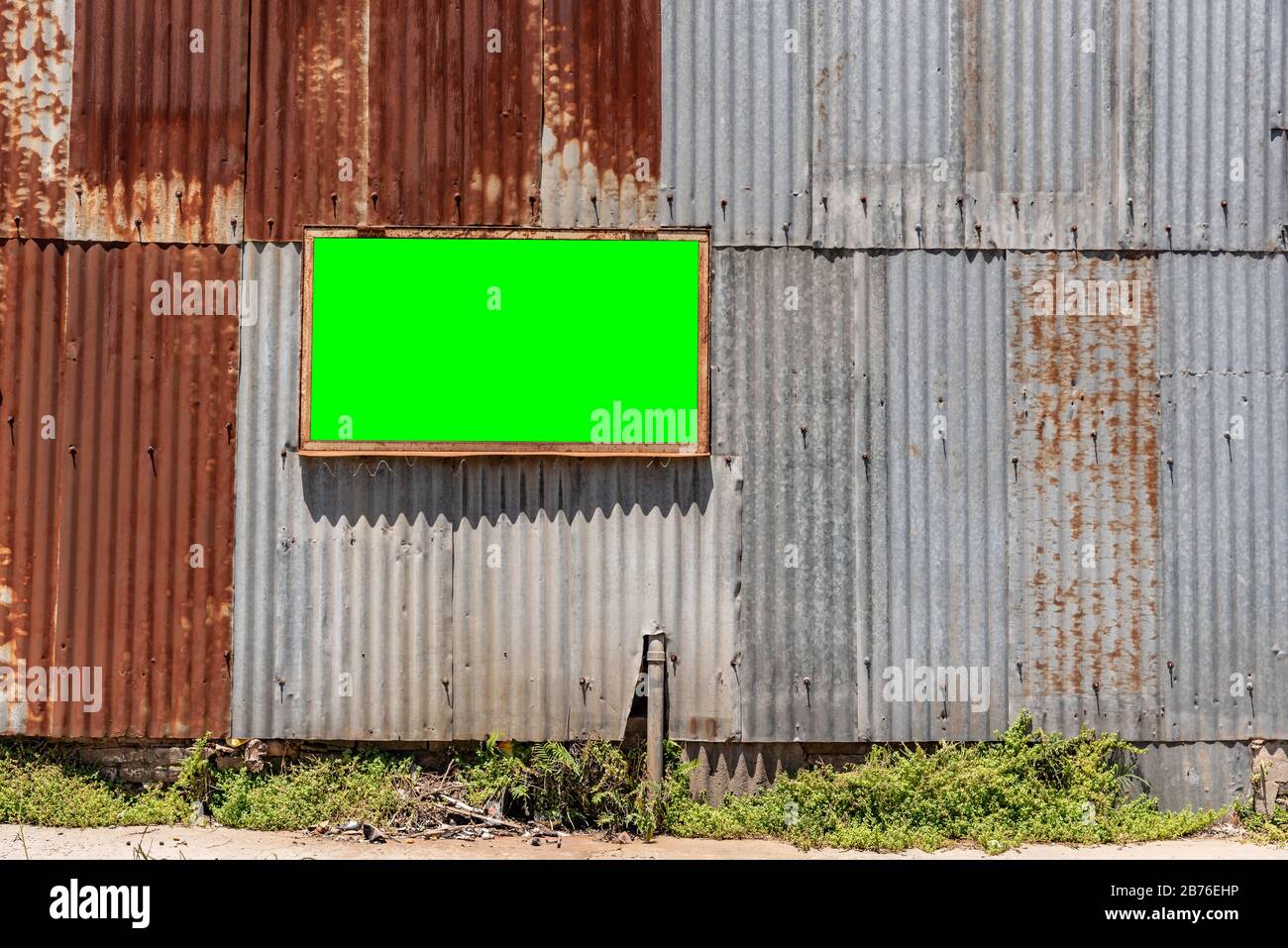 texture sheet of metal corrugated rusted color with a chroma sign to ...