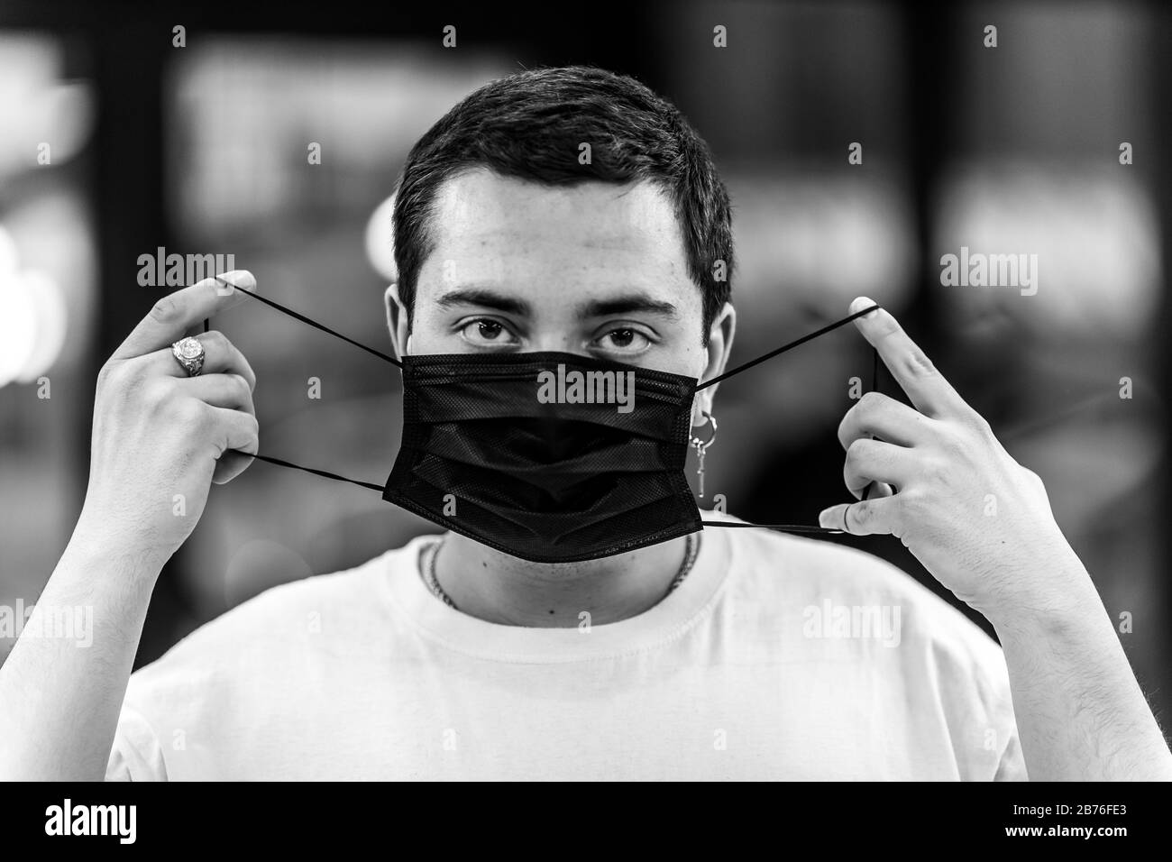 Portrait of a man in a mask from a virus Stock Photo - Alamy
