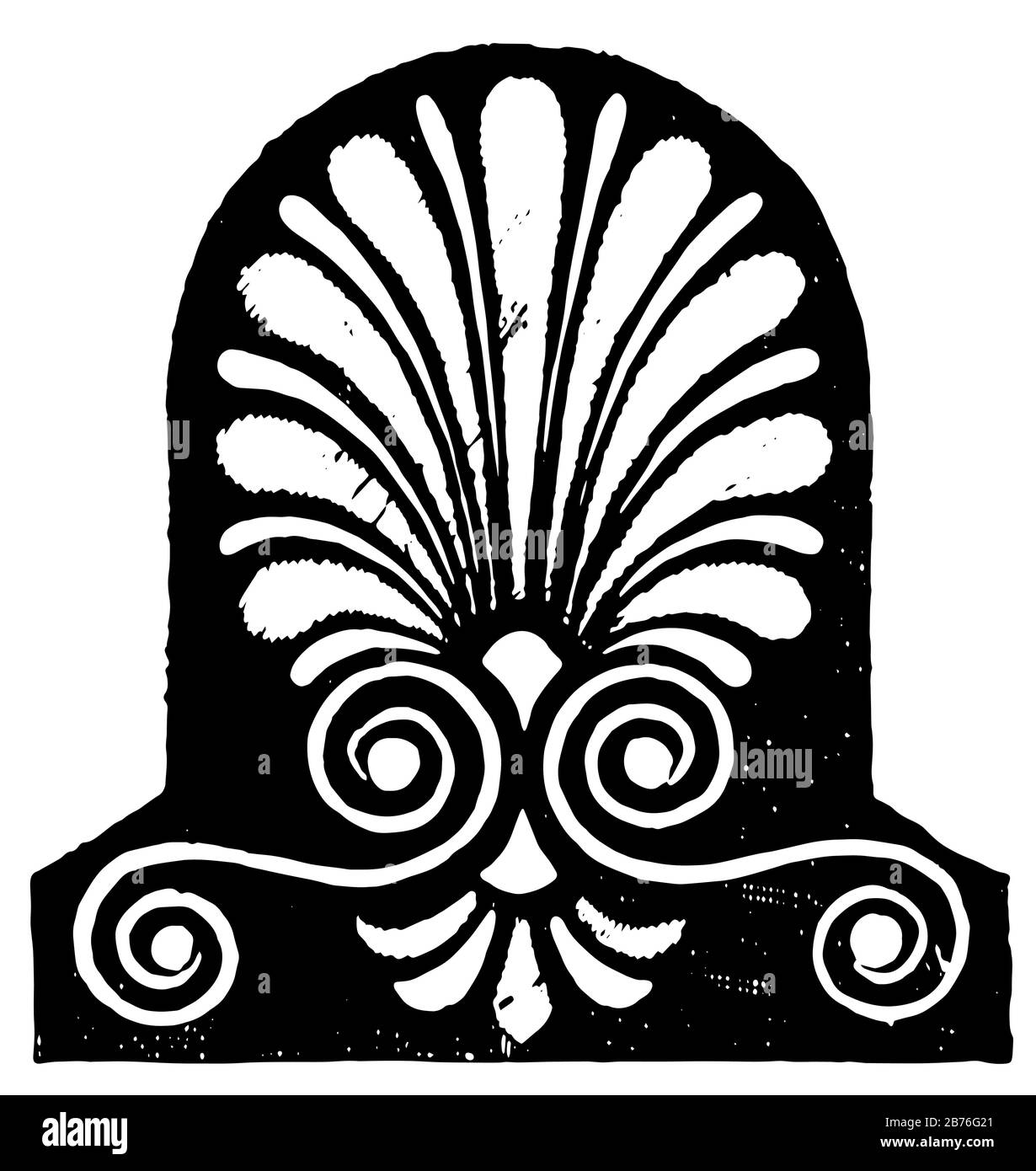 Antefix is a painted by marble, vintage line drawing or engraving ...