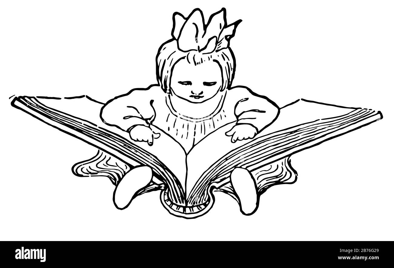 Girl Reading Books Drawing