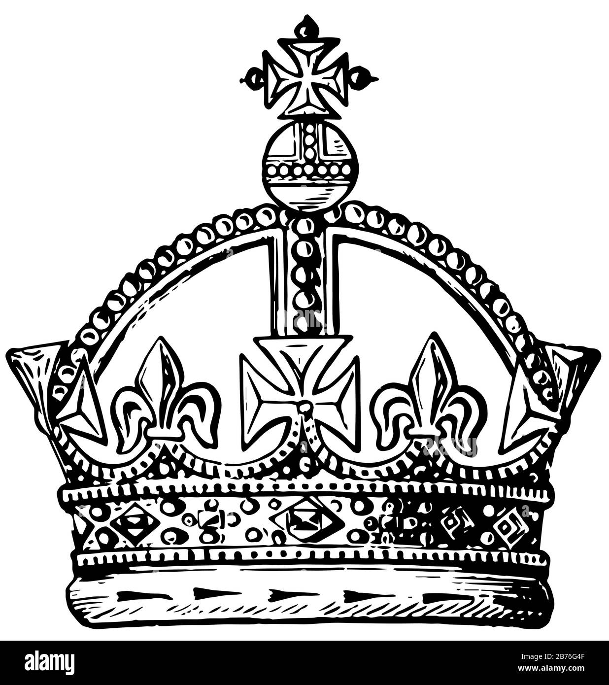 Crown have unique design, vintage line drawing or engraving ...