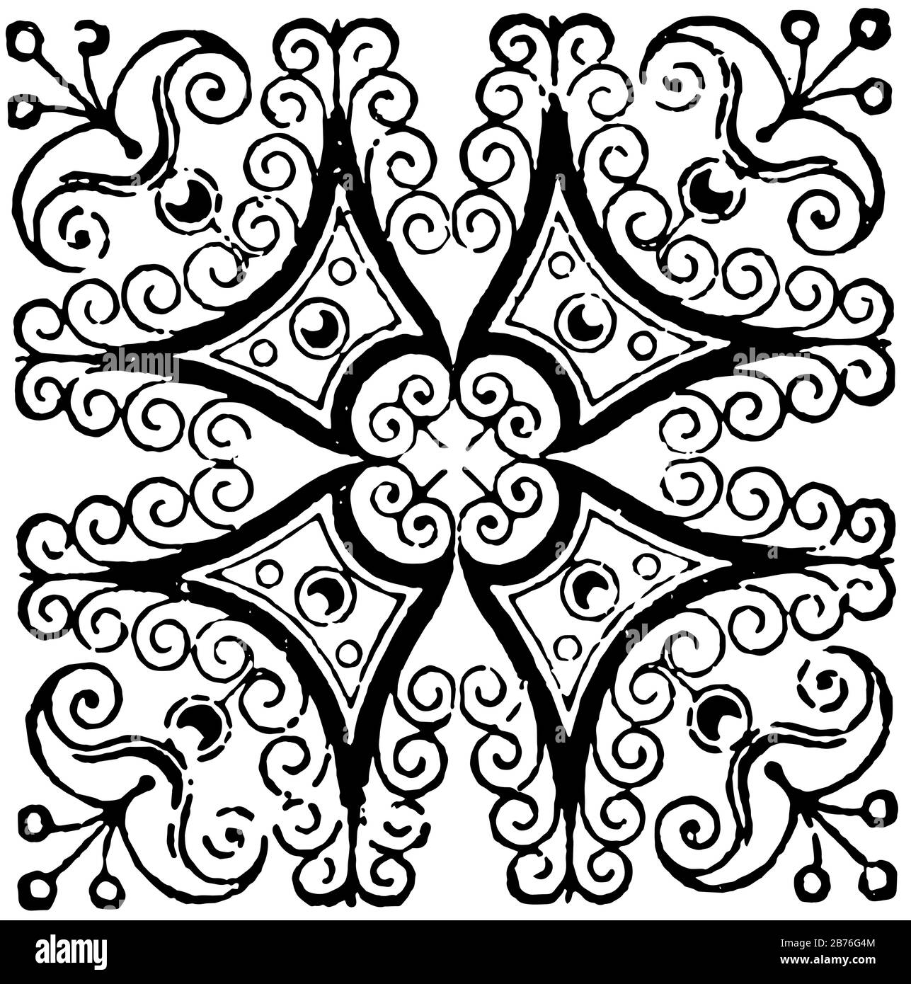 Doodad have four flowers in it corners, vintage line drawing or ...