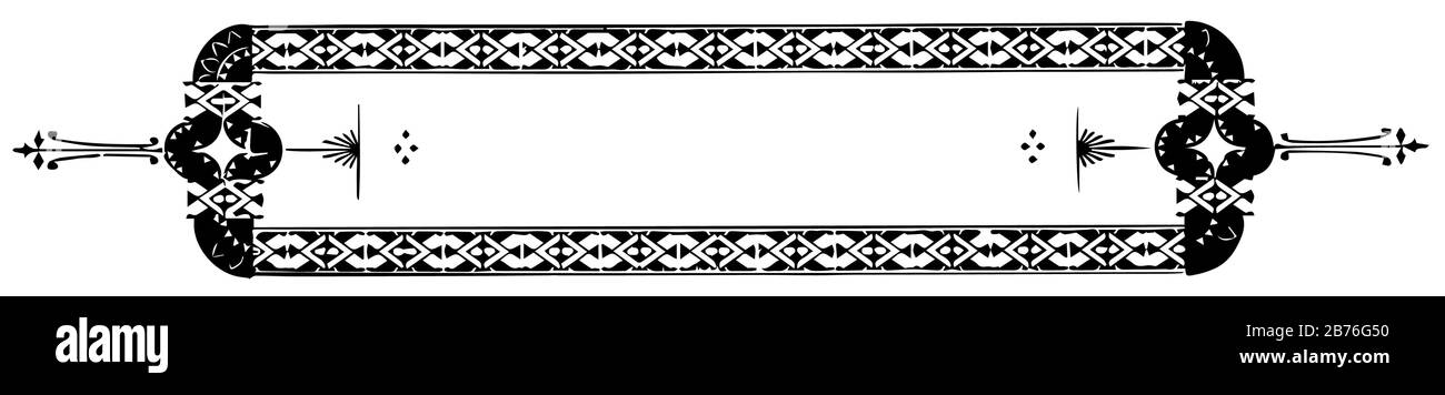 Ornate banner have double line antique pattern, vintage line drawing or ...