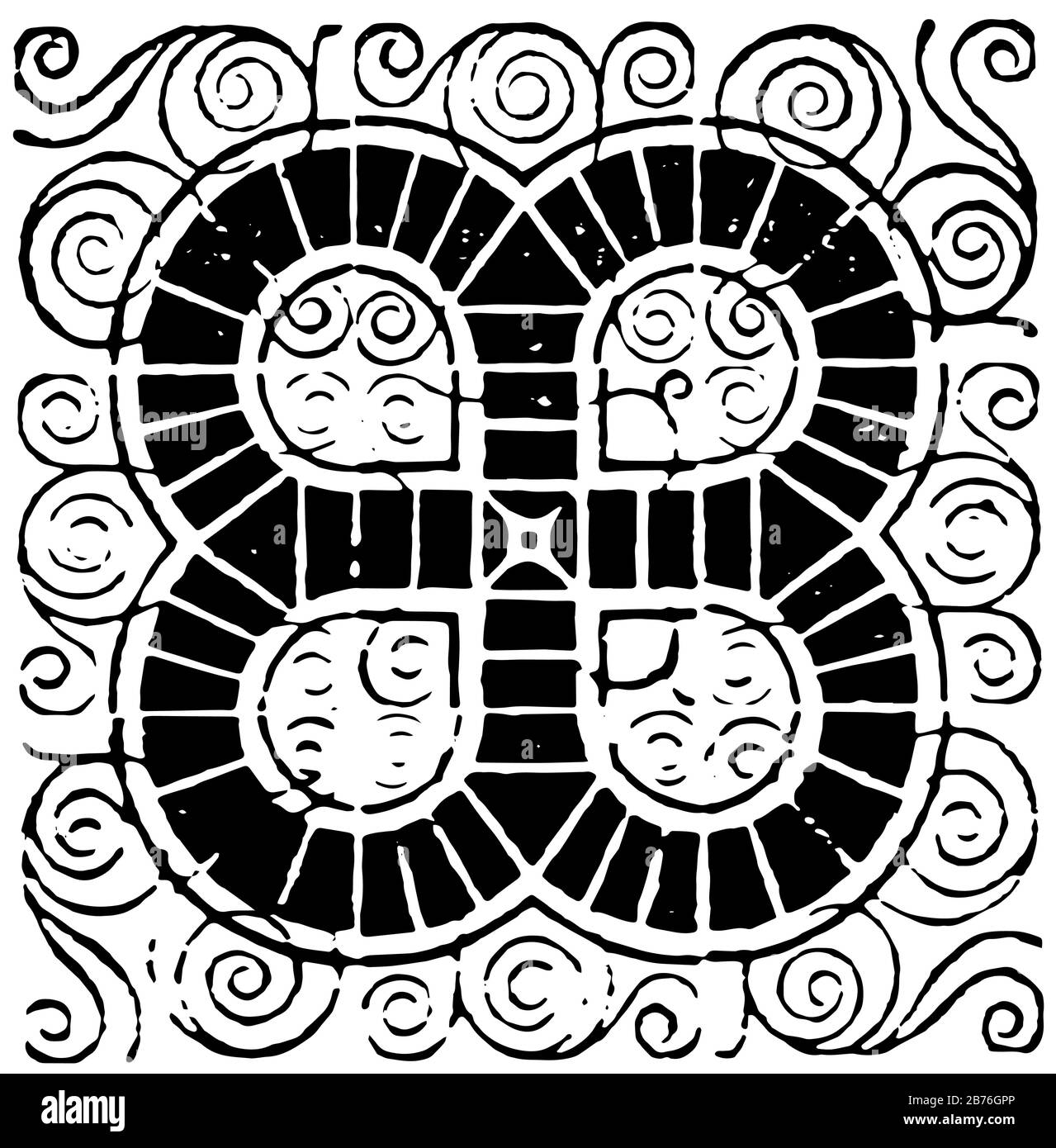 Doodad have a dark circular pattern in its design, vintage line drawing ...