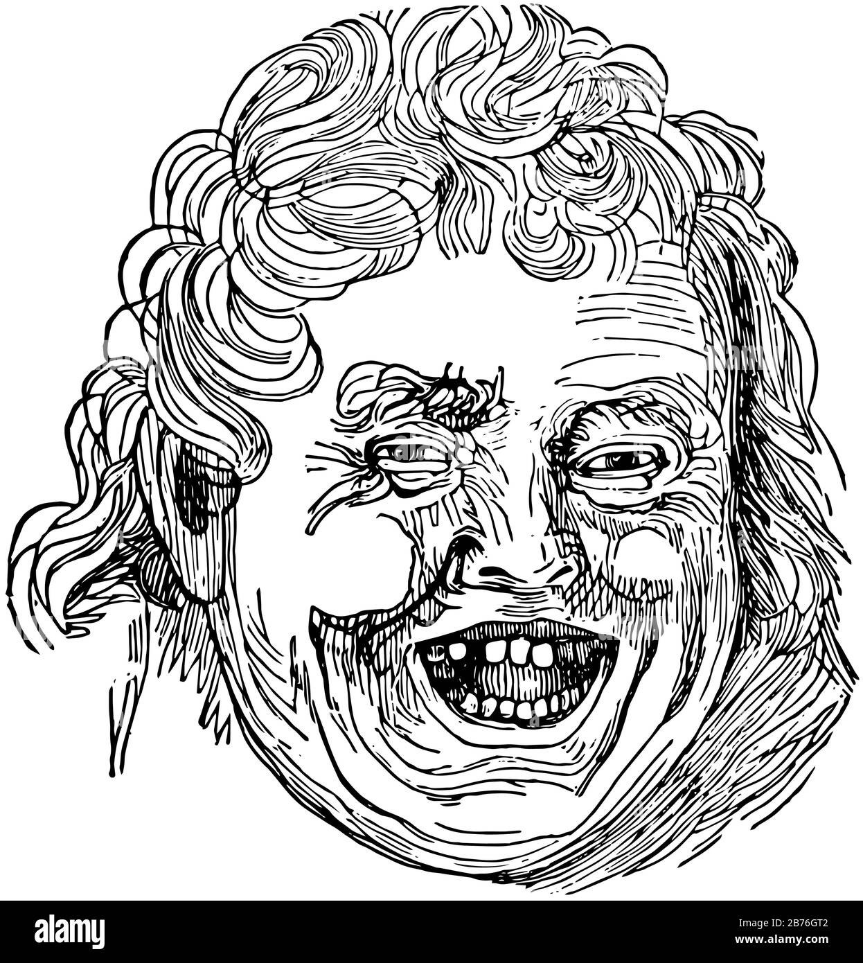 This illustration represents Facial Muscles of Expression, vintage line ...