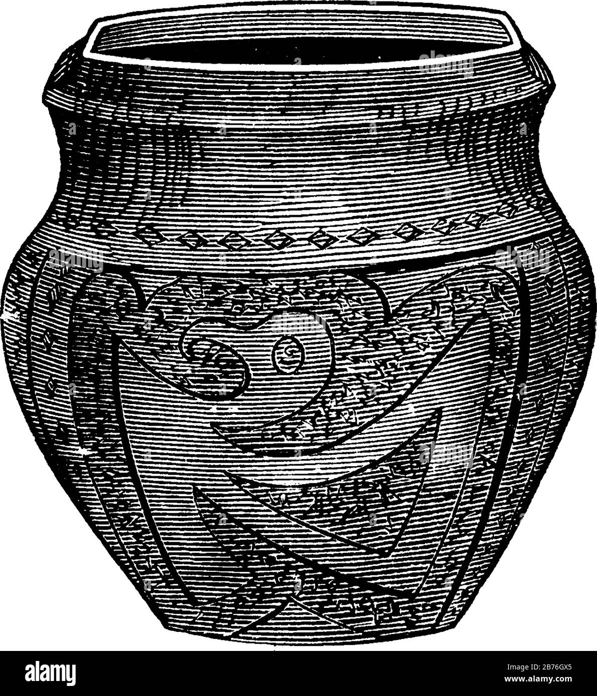 Vase have a line pattern, vintage line drawing or engraving ...