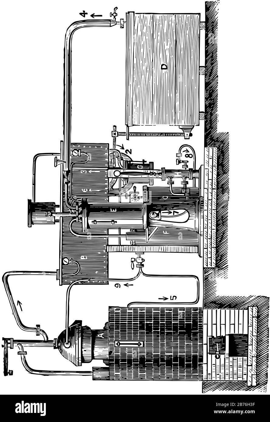 This illustration represents an ice making machine, vintage line ...