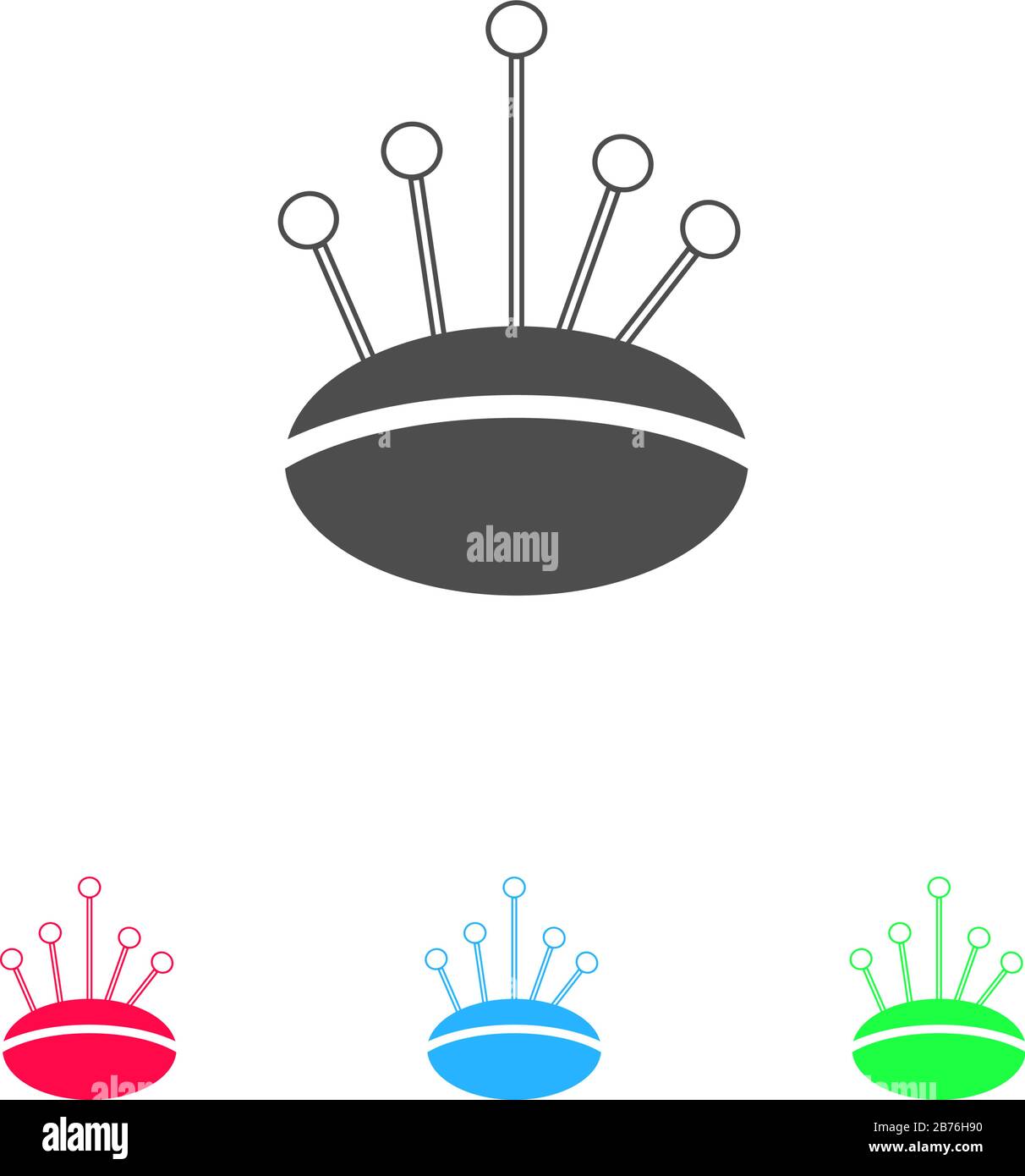 Pincushion with pins icon flat. Color pictogram on white background ...