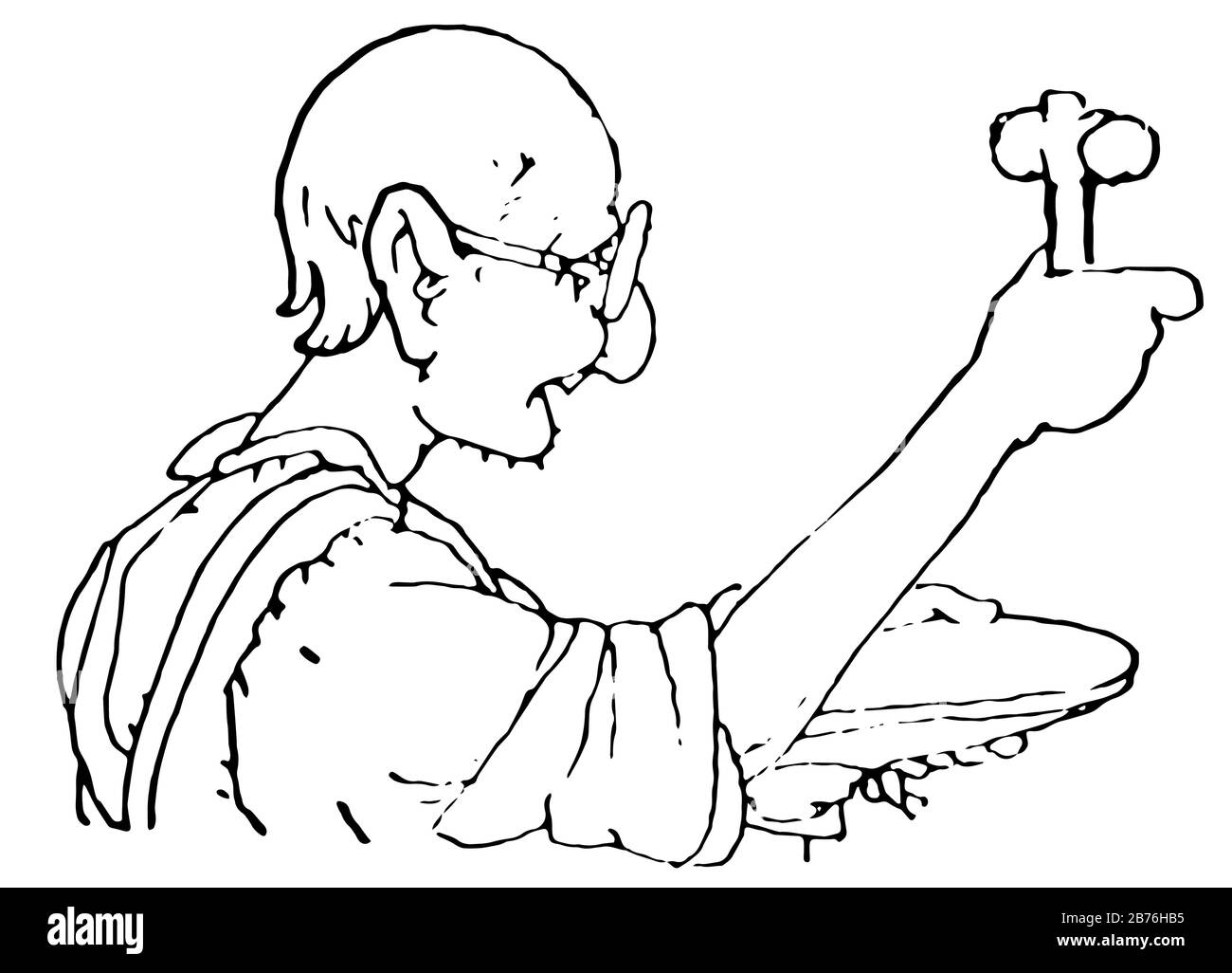 This illustration represents Cobbler with hammer and glasses making a ...