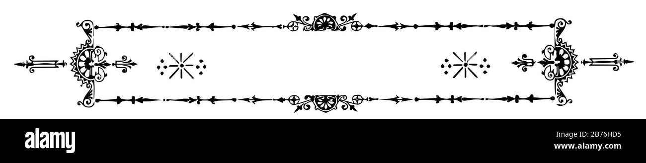Ornate banner have single line designer pattern, vintage line drawing ...