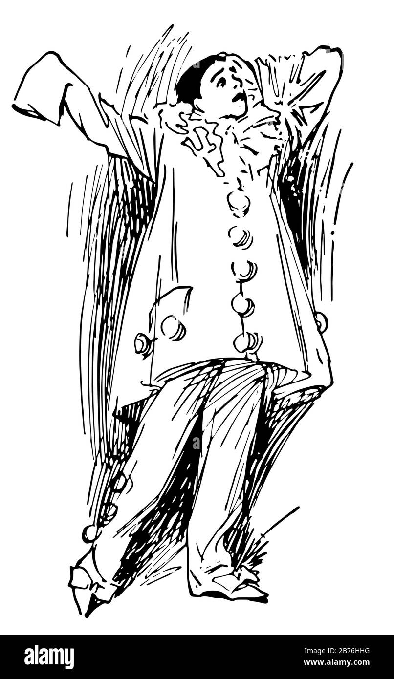 Canio, this picture shows a standing man raising right hand and left ...