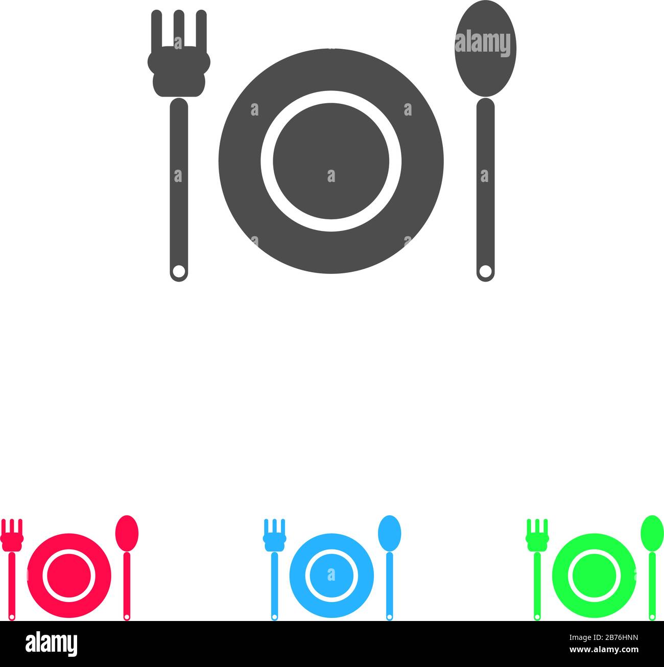 Plate with fork and spoon icon flat. Color pictogram on white ...