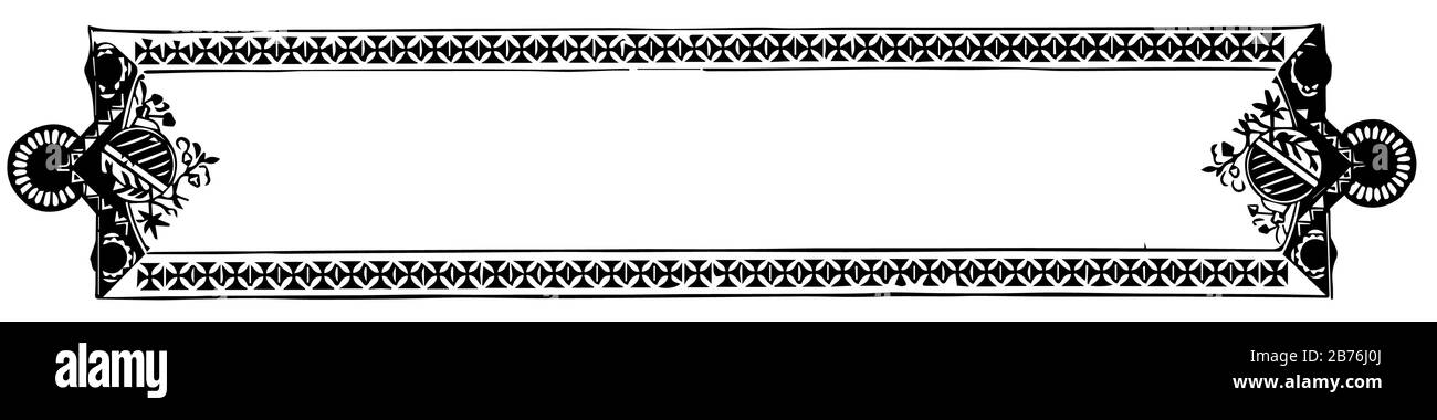 Ornate banner have traditional design border, vintage line drawing or ...