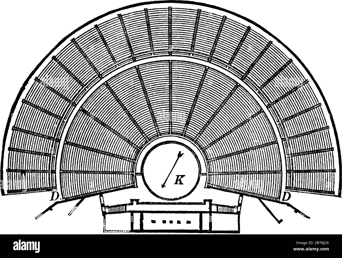 Epidauros Theater is a medium sized greek theater, vintage line drawing ...