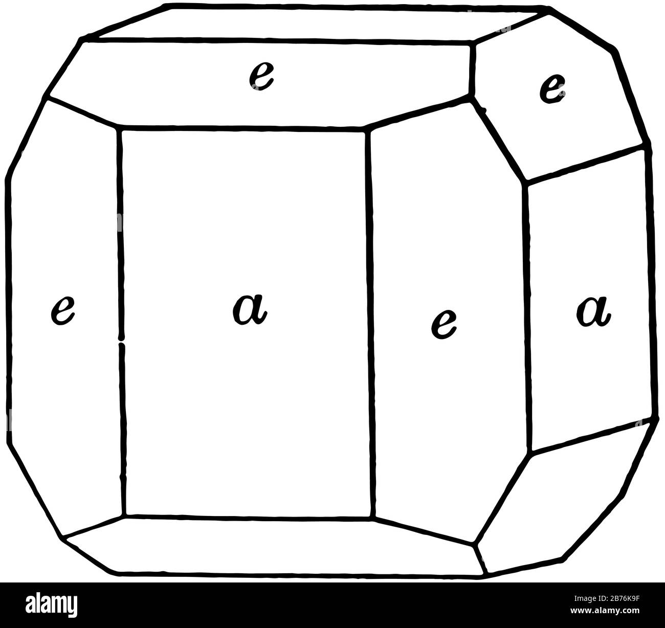 This diagram represents Cube and pyritohedron, vintage line drawing or ...