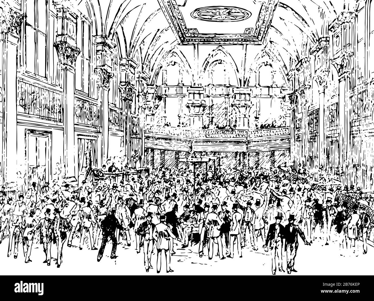 This illustration represents New York Stock Exchange, vintage line ...