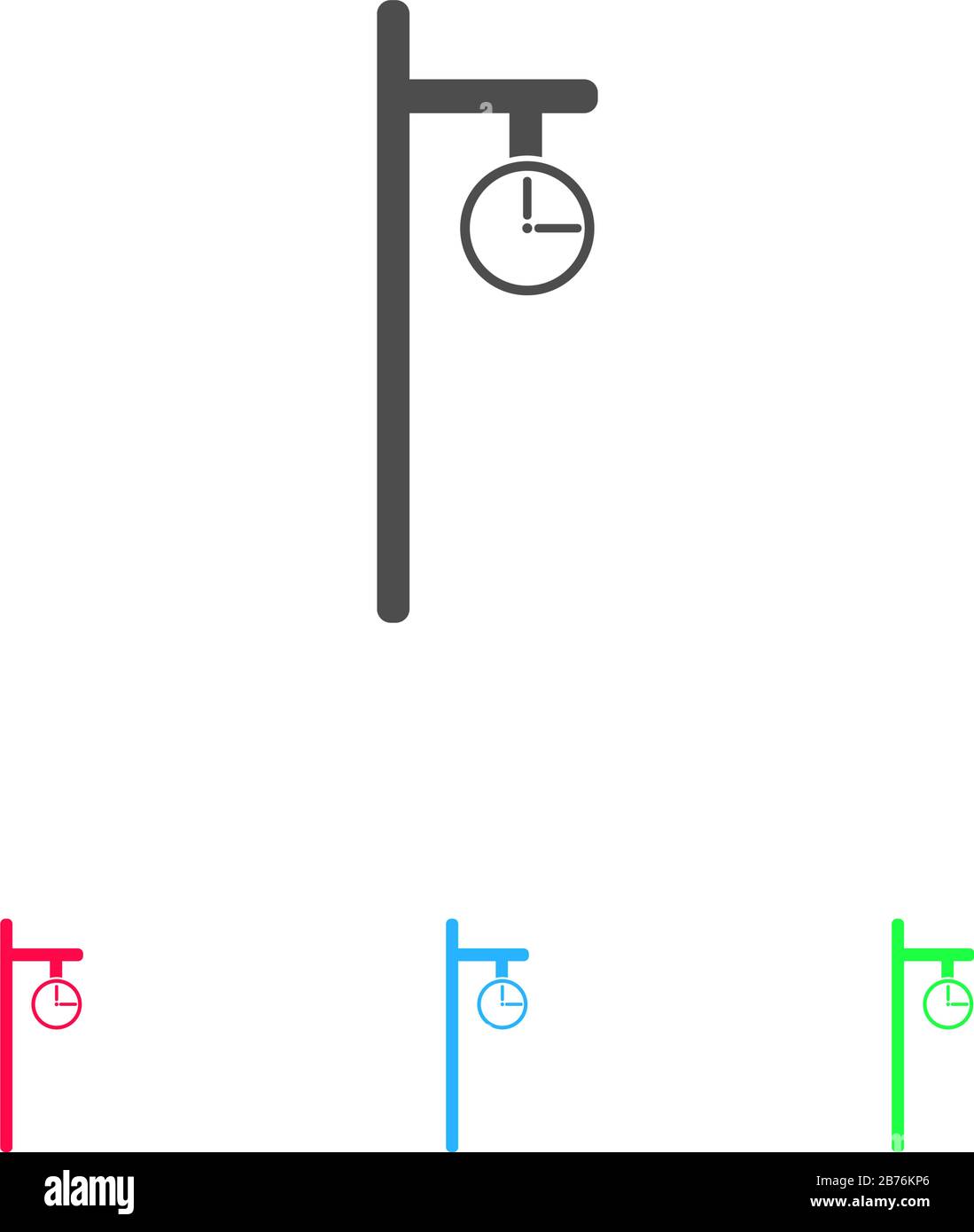 Street clock icon flat. Color pictogram on white background. Vector ...