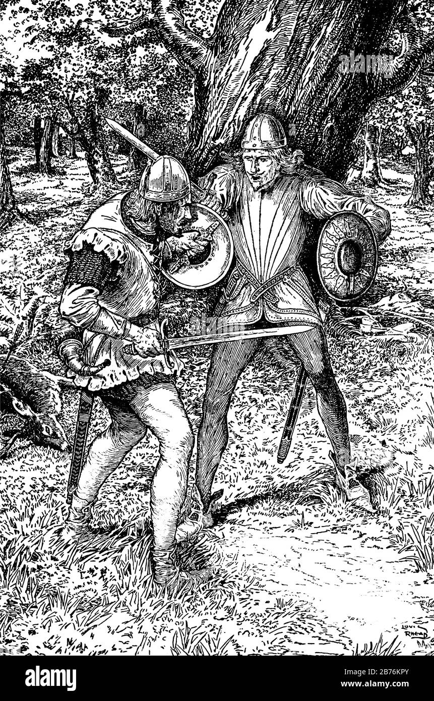 Will Gamewell, this scene shows two soldiers fighting with sword and ...