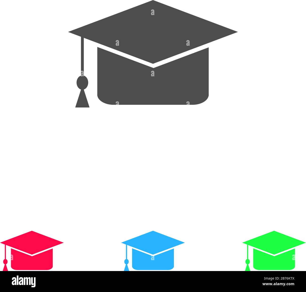 Graduation cap icon flat. Color pictogram on white background. Vector ...
