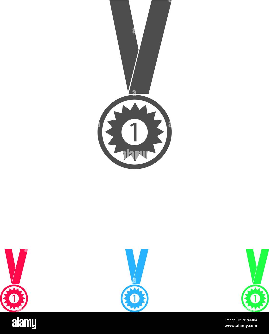 Number one medal winner icon flat. Color pictogram on white background ...