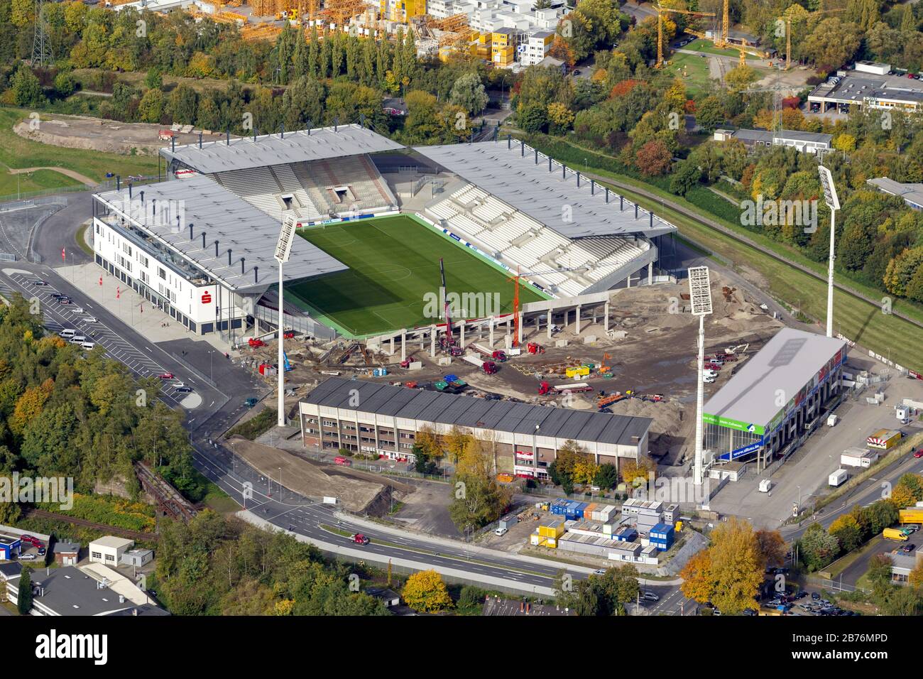 , new building of RW-stadium in Hafenstrasse in Essen, football ground ...