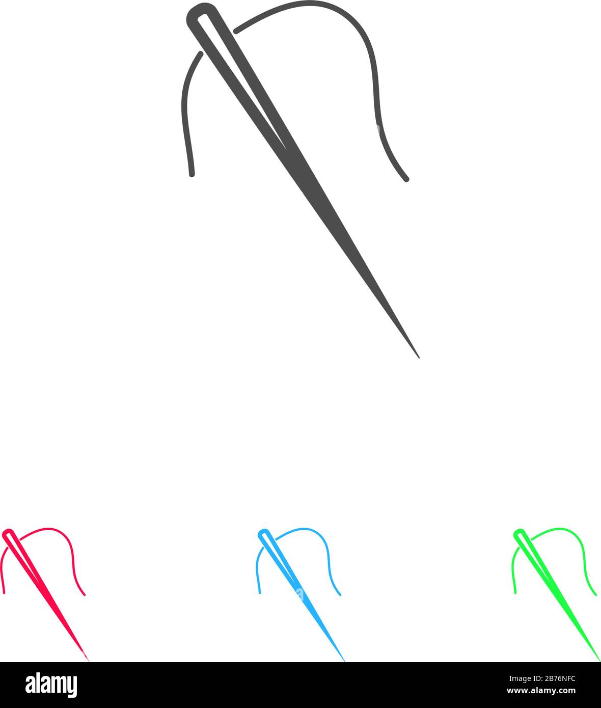 Sewing needle with thread icon flat. Color pictogram on white ...