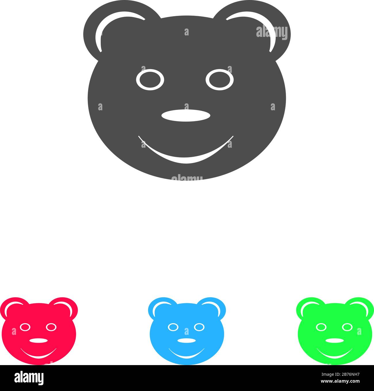 Smiling teddy bear icon flat. Color pictogram on white background ...